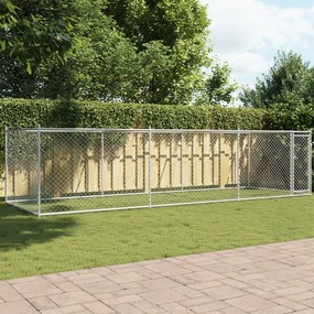 Klec pro psy s dvířky šedá 6 x 2 x 1,5 m pozinkovaná ocel 3209579