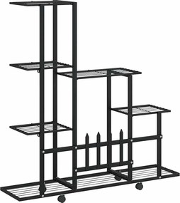 Stojan na květiny na kolečkách 94,5 x 25 x 92,5 cm černý kov 336114