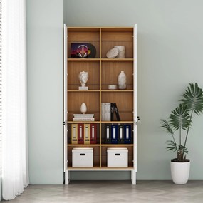 Vysoká kancelářská skříň Houseland Nuvia Loft 90 cm dub/bílá