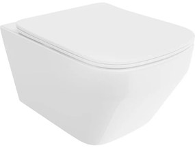 Mexen Riva WC mísa Rimless Tornado s pomalu sklápějící deskou slim, duroplast, bílý lesk - 30630200T
