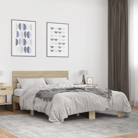 Rám postele dub sonoma 140 x 200 cm kompozitní dřevo a kov 3280148