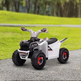 HOMCOM dětská elektrická čtyřkolka Mini elektrická čtyřkolka 6V s funkcí jízdy vpřed a vzad pro děti 1,5-3 roky 2,5 km/h v bílé barvě | Aosom.de