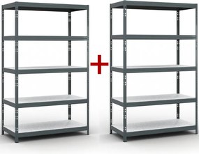 Policový regál 1+1 ZDARMA, 1966x1200x600 mm, nosnost 280kg