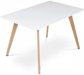 Jídelní stůl 120x80x74 cm, MDF, bílý matný lak, masiv buk DT-313 WT