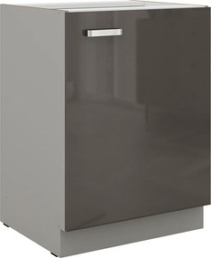 GREY gr | dolní skříňka 60 D 1F policová | 60 cm | světle šedá/tmavě šedá lesk