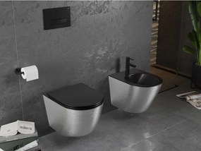Mexen Lena, závěsná toaletní mísa 480x360x355 mm s pomalu padajícím sedátkem, černá matná - stříbrná, 30224073