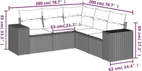 5dílná zahradní sedací souprava s poduškami černá polyratan 3222544
