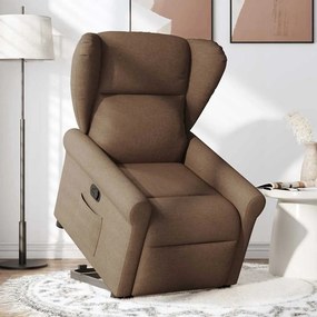 Zvedací polohovací křeslo hnědé textil 3303378
