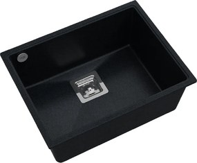 Sink Quality Argon 60, kuchyňský granitový dřez 550x420x225 mm + chromový sifon, černá skvrnitá-Brocade, SKQ-ARG.B.1KBO.60.X