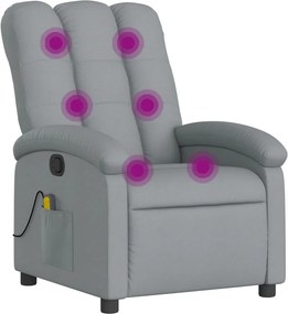 Masážní křeslo s polohovacím mechanismem, světle šedé, látkové 3205384