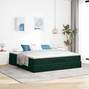 Osmanský rám postele s matrací tmavě zelená 180x200cm samet 3311204
