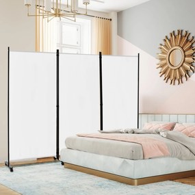 Costway 180 cm vysoká dělicí příčka na kolečkách, skládací zástěna s 3 volně