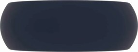 Luxusní umyvadlo kulaté matné tmavě modré 40 x 15 cm keramické 147001