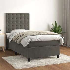 Box spring postel s matrací tmavě šedá 90x200 cm samet,  3143242