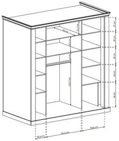 Antica K | šatní skříň A211 | 213 cm | kraft zlatý