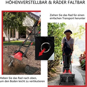 Costway Elektrický kypřič a kultivátor elektrický kypřič zahradní kypřič červená