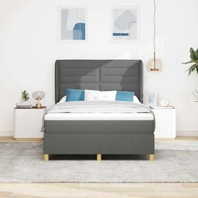 Postel s boxspringem s matrací Tmavě šedá 200 x 140 cm textil 3340691
