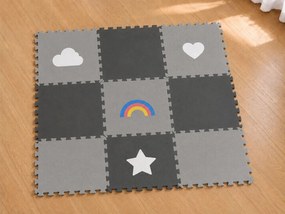 Hrací pěnové puzzle do dětského pokoje ŠEDO-ČERNÉ 9 dílů