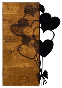 Nástěnná dřevěná dekorace LOVE BALLOONS hnědá/černá
