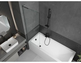 Mexen Next, vanová zástěna 1-křídlová 60 x 150 cm, fixní křídlo, 6 mm čiré sklo, broušený grafit profil, 895-060-000-03-00-66