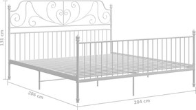 Rám postele bílý kov 200 x 200 cm 324860