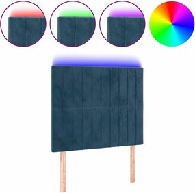 Čelo postele s LED tmavě modré 90x5x118/128 cm samet 3122702