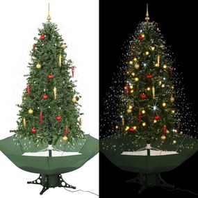 284337 vidaXL Sněžící vánoční stromeček s deštníkovým stojanem zelený 190 cm