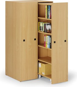 Velkokapacitní skříň s výsuvnými regály, 989 x 846 x 2000 mm, buk