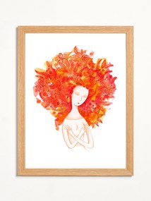 Barbora Brůnová | Oranžová víla Rám: Černý, Velikost: 60 x 40 cm