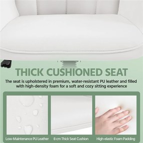 Kancelářská židle Yaheetech – bílá, 65,5 cm (délka) × 64,5 cm (šířka) × 83 cm – 93 cm (výška) (266457291649)