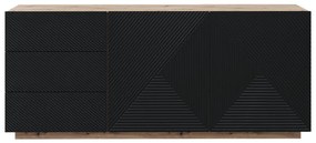 Komoda Asha 167 cm se zásuvkami - dub artisan / černý mat