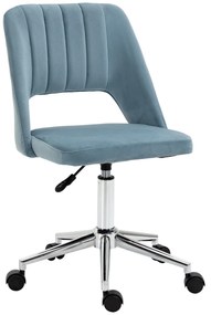 Výškově nastavitelná otočná židle Vinsetto do obývacího pokoje a kanceláře, sametová v modré barvě, ergonomická kancelářská židle pro pohodlí