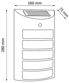 LED Solární nástěnné svítidlo se senzorem SAFFO LED/3,7V 2000 mAh IP44