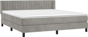 Box spring postel s matrací světle šedá 180x200 cm samet 3131093