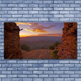 akrylový obraz Skála Mraky Nebe Krajina 100x50 cm