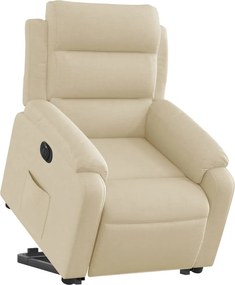 Elektrické zvedací polohovací křeslo krémové textil 3205013