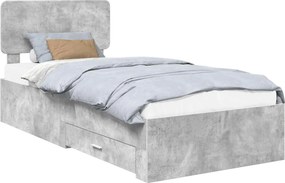 Rám postele s čelo Betonově šedá 70 x 190 cm Kompozitní dřevo 3412439