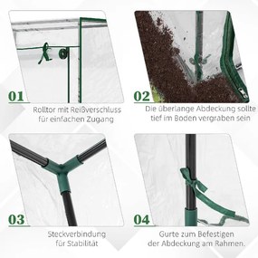Outsunny Skleník s PE Mřížkovou Fólií, Dveře, Zimní Fóliový Skleník z Oceli, Skleník na Balkon, Zahradu, Dům pro Rajčata 100 x 50 x 150 cm, Rajčatový…