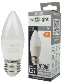 ECO LIGHT LED žárovka E27 7W C37 4000K 700lm - neutrální bílá