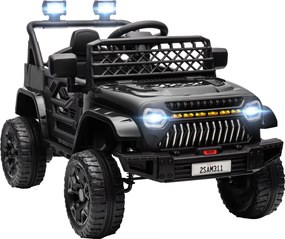 Dětské elektrické auto AIYAPLAY pro děti od 3 let - 12V baterií, dálkově ovládané, nastavitelná rychlost, USB, světlomety, klakson, černé | Aosom
