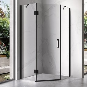 BPS-koupelny Pětiúhelníkový sprchový kout KZ10A 80x80 BL černá/transparent - bez vaničky