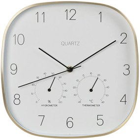 Nástěnné hodiny s vlhkoměrem a teploměrem Quartz, bílá/zlatá