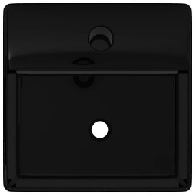 Keramické umyvadlo s otvorem na baterii černé čtvercové,  141941