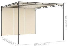 vidaXL Marketos Zahradní altán s bočním závěsem 4 x 3 x 2,25 m krémový