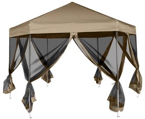 Šestihranný pop-up stan s bočnicemi 3,6 x 3,1 m taupe 220 g/m²,  362013