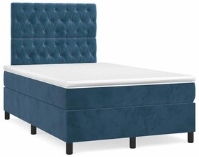 Box spring postel s matrací tmavě modrá 120x190 cm samet 3270017