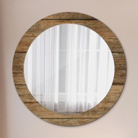 Kulaté zrcadlo tištěný rám Staré dřevo fi 70 cm