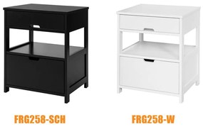 Sobuy FRG258-W Boční stolek Noční stolek se 2 zásuvkami a 2 policemi Bílá 45x55x38cm