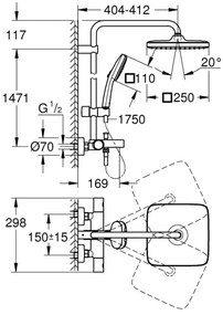 GROHE 269842431 - Sprchový systém VITALIO COMFORT 250 250 × 250 mm černá
