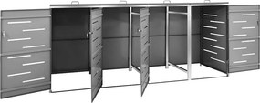 Přístřešek na čtyři popelnice 276,5x77,5x115 cm nerezová ocel 149557